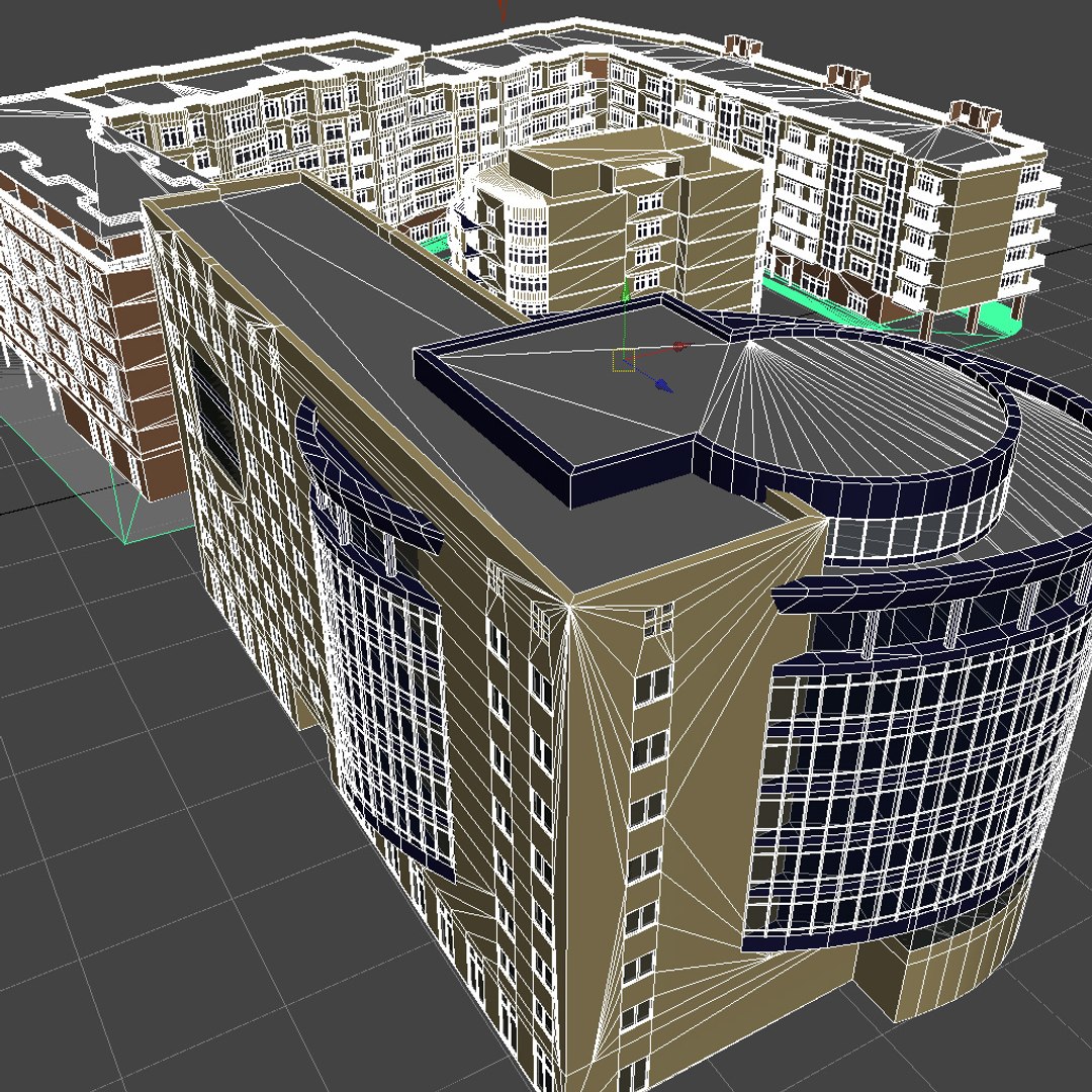 3d model modern multifunctional complex building