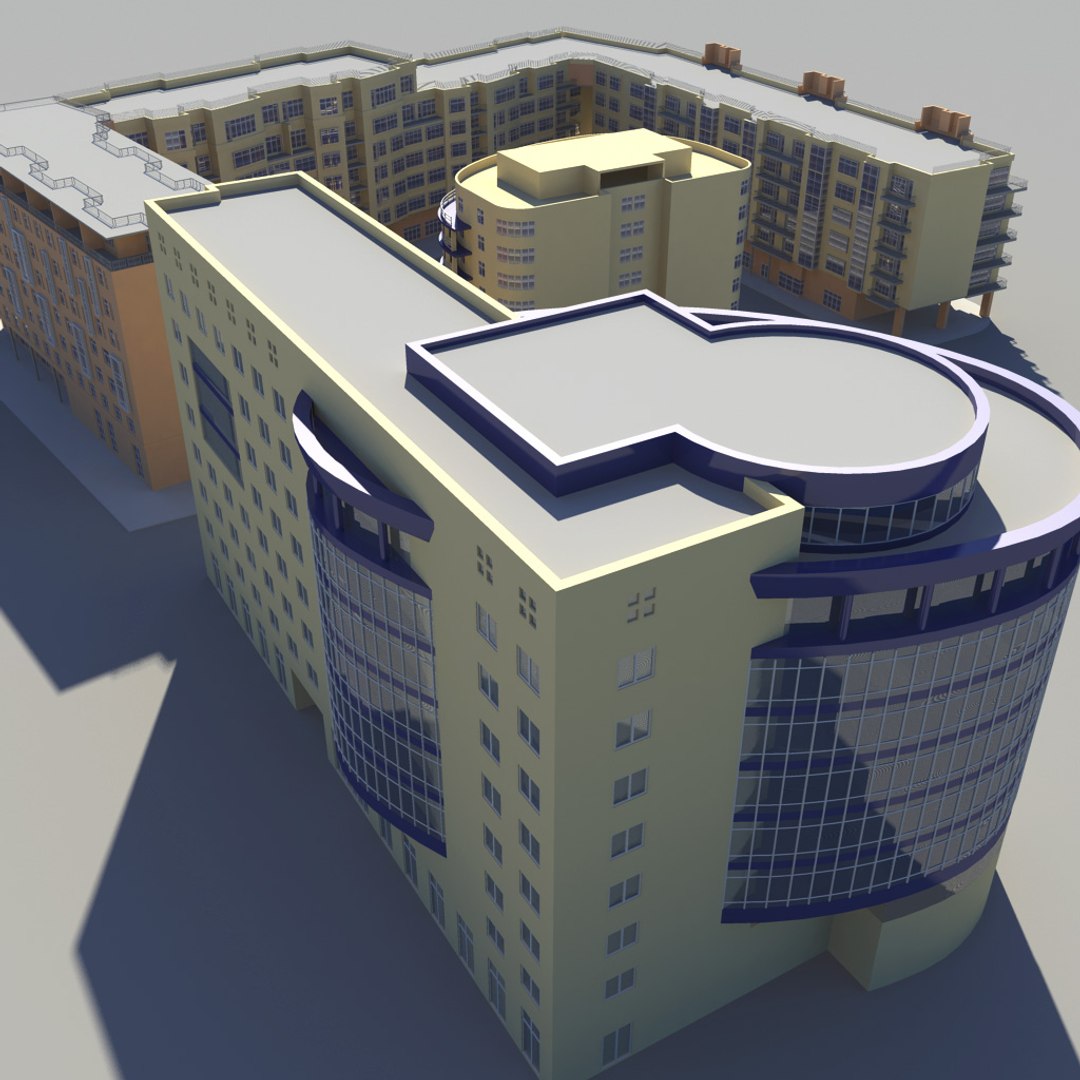 3d model modern multifunctional complex building