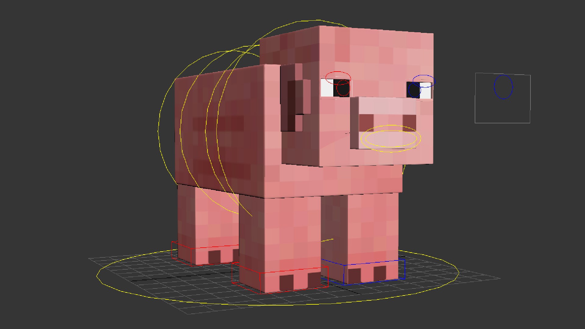 Minecraft pig character rig 3D model - TurboSquid 1452082