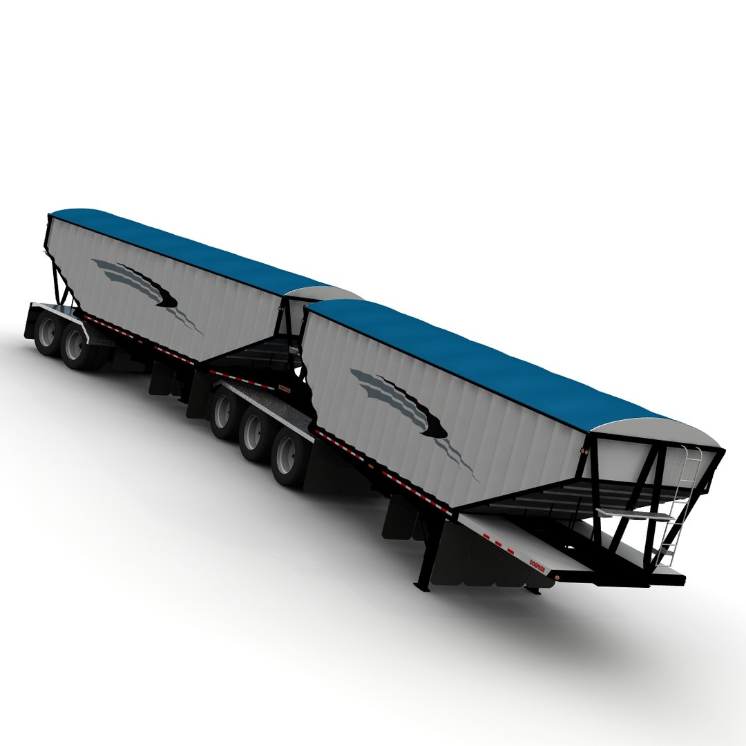 B-train Trailer Truck 3d Model