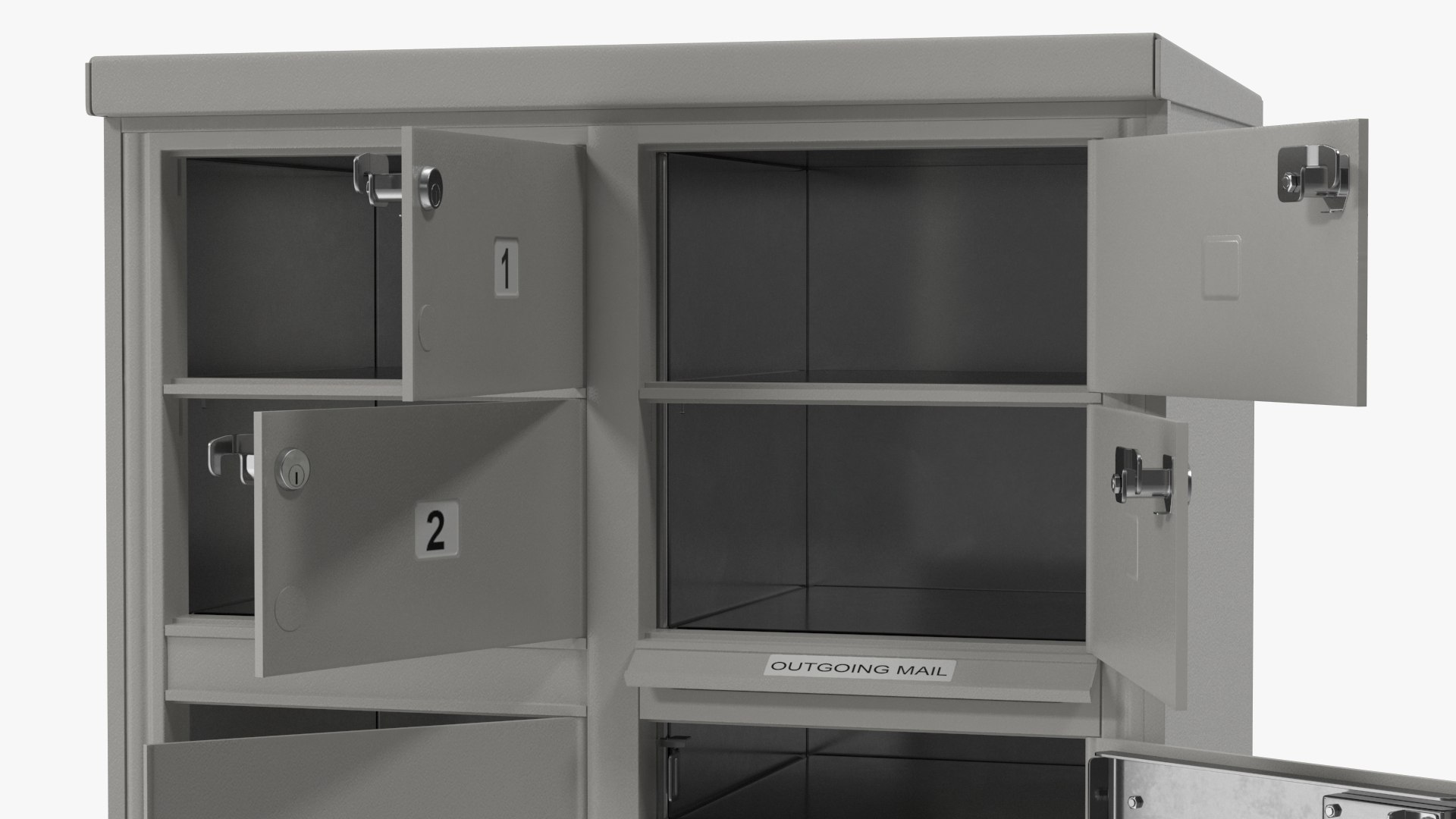 3D Grey Four Door Two Parcel Cluster Mailbox - TurboSquid 2022378