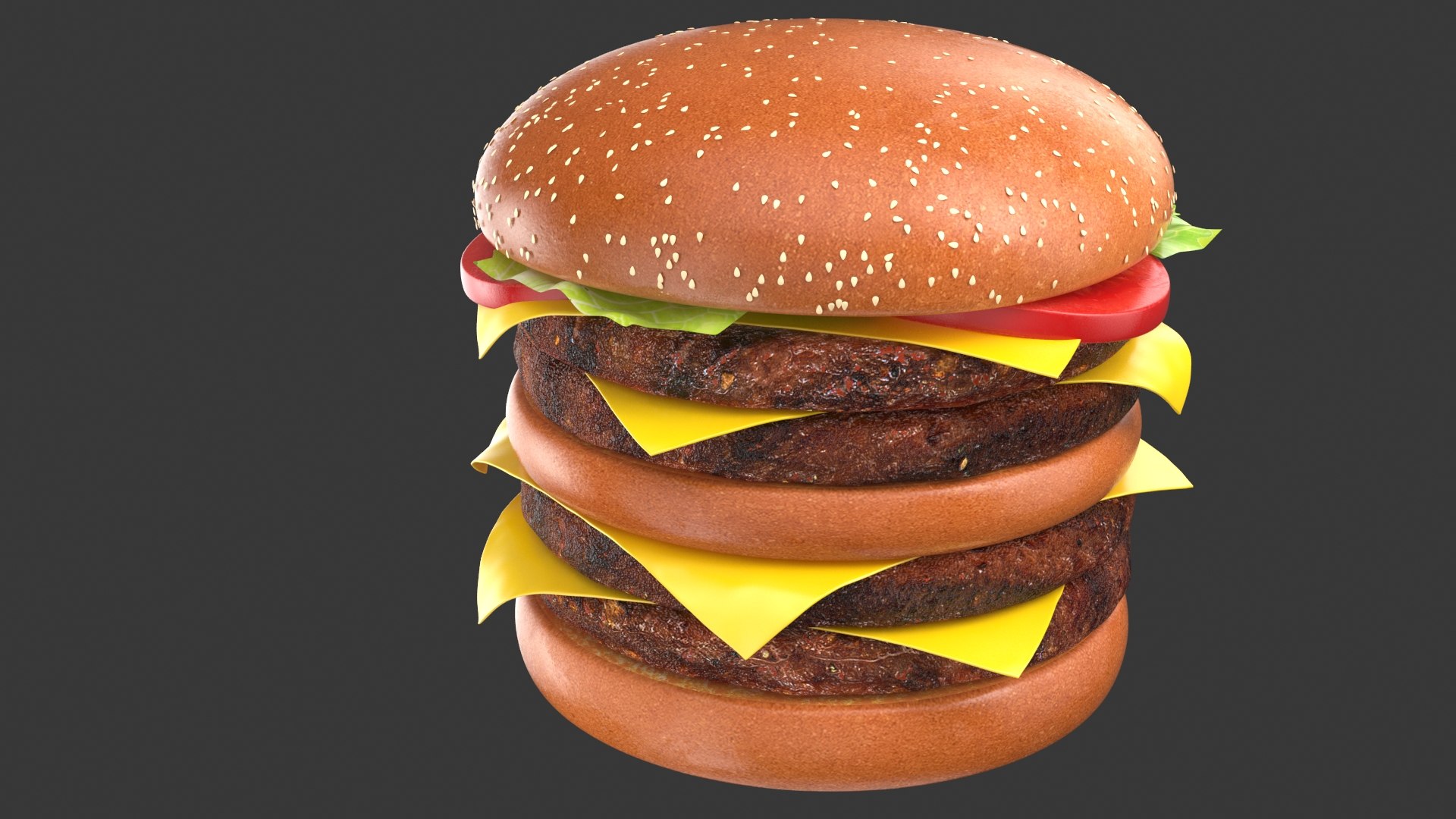 3D Detailed Double Burger Sandwich - TurboSquid 2098739