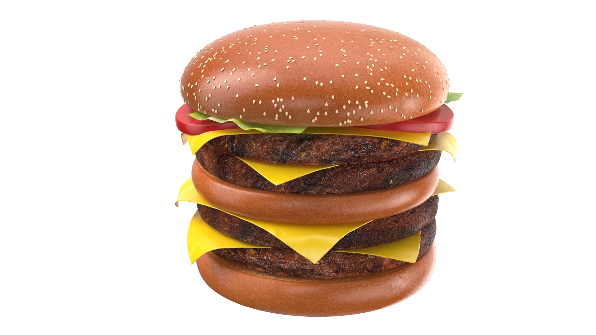 3D Detailed Double Burger Sandwich - TurboSquid 2098739