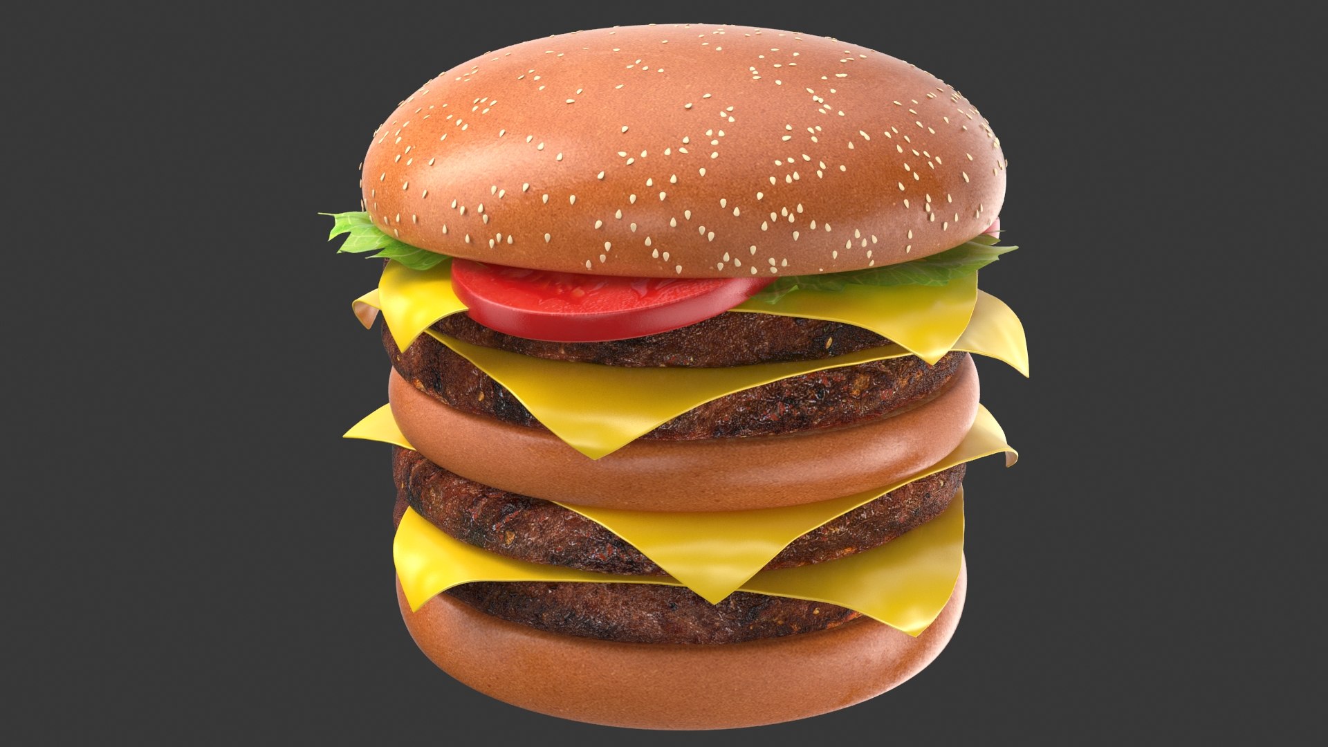 3D Detailed Double Burger Sandwich - TurboSquid 2098739