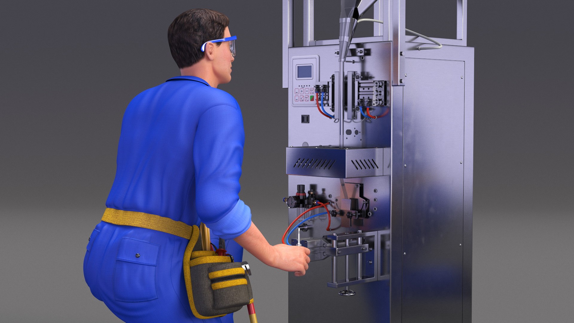 Engineer Repairing Packing Machine Model - TurboSquid 2134546