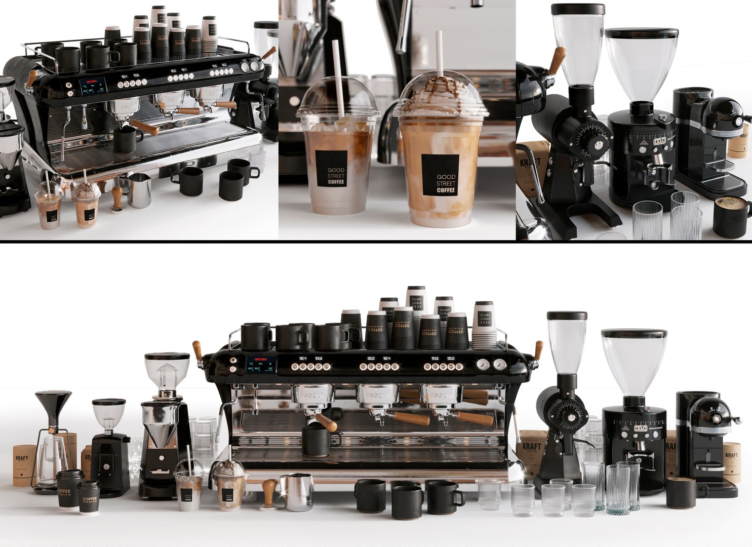 3D Coffee Shop Set Black - TurboSquid 2146670