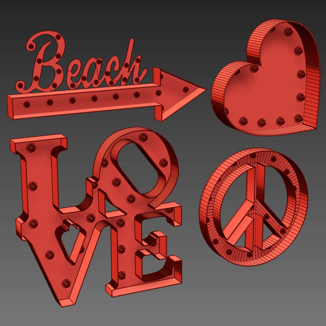 3D Lighted Metal Sign Set - TurboSquid 1646148
