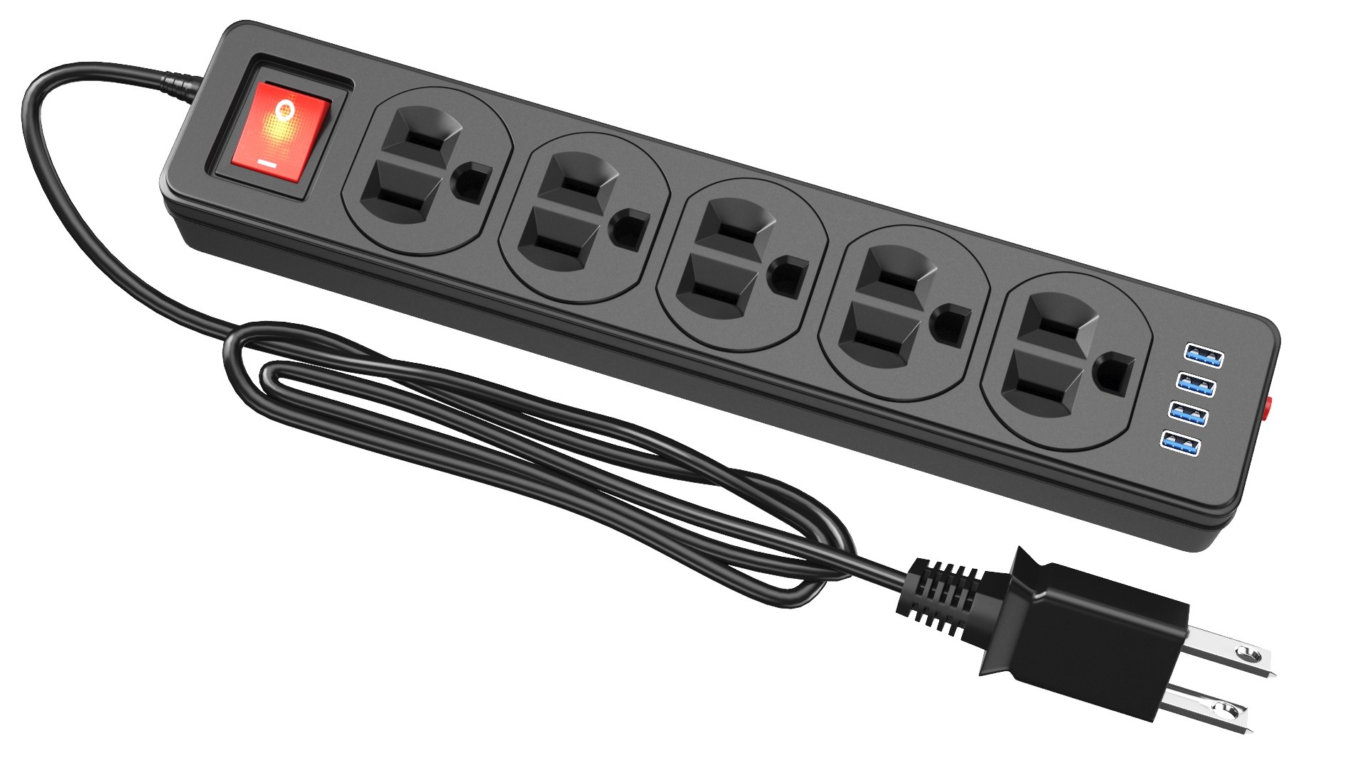 3D Black Power Strip Model - TurboSquid 1894680