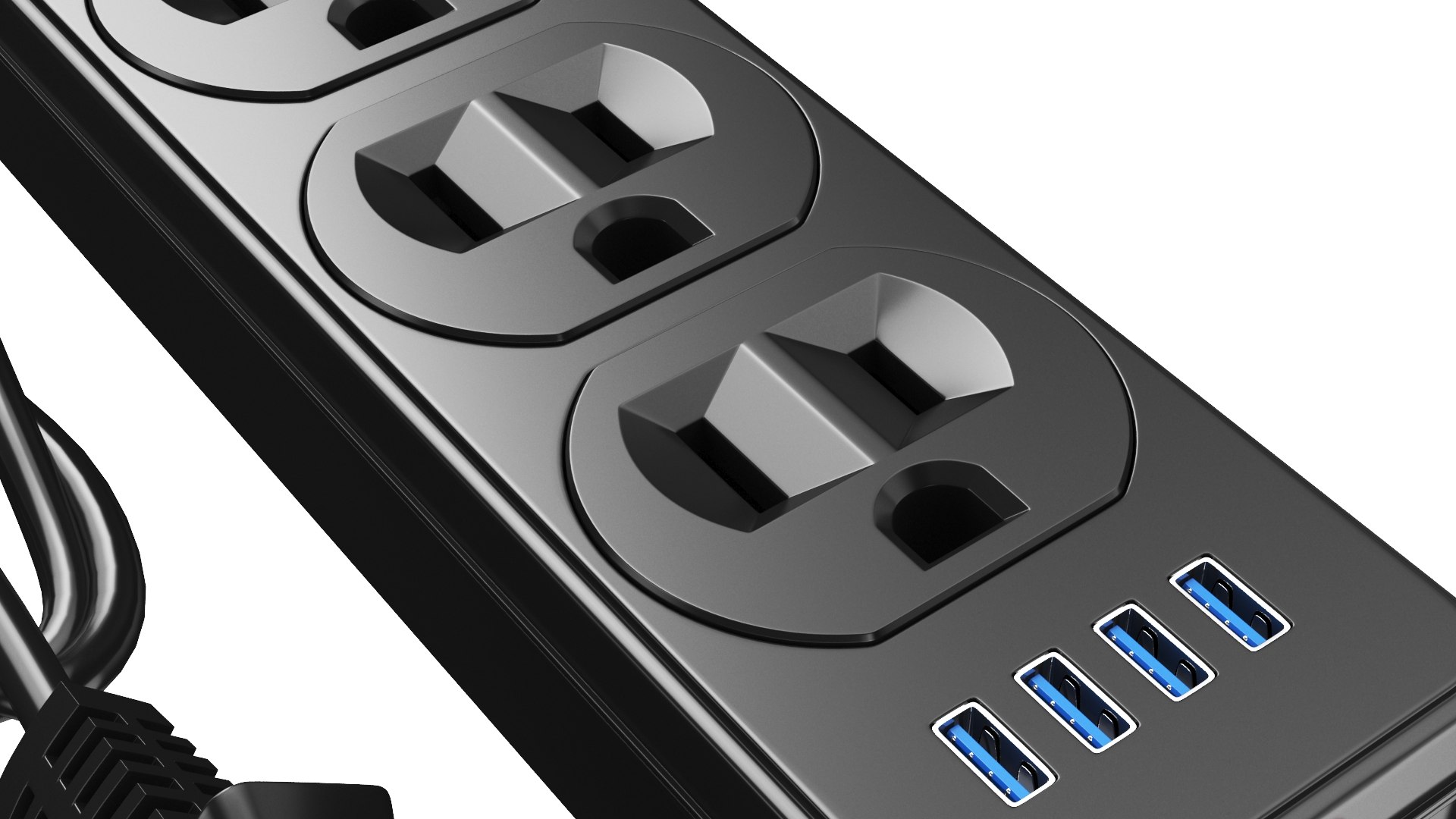 3D Black Power Strip Model - TurboSquid 1894680