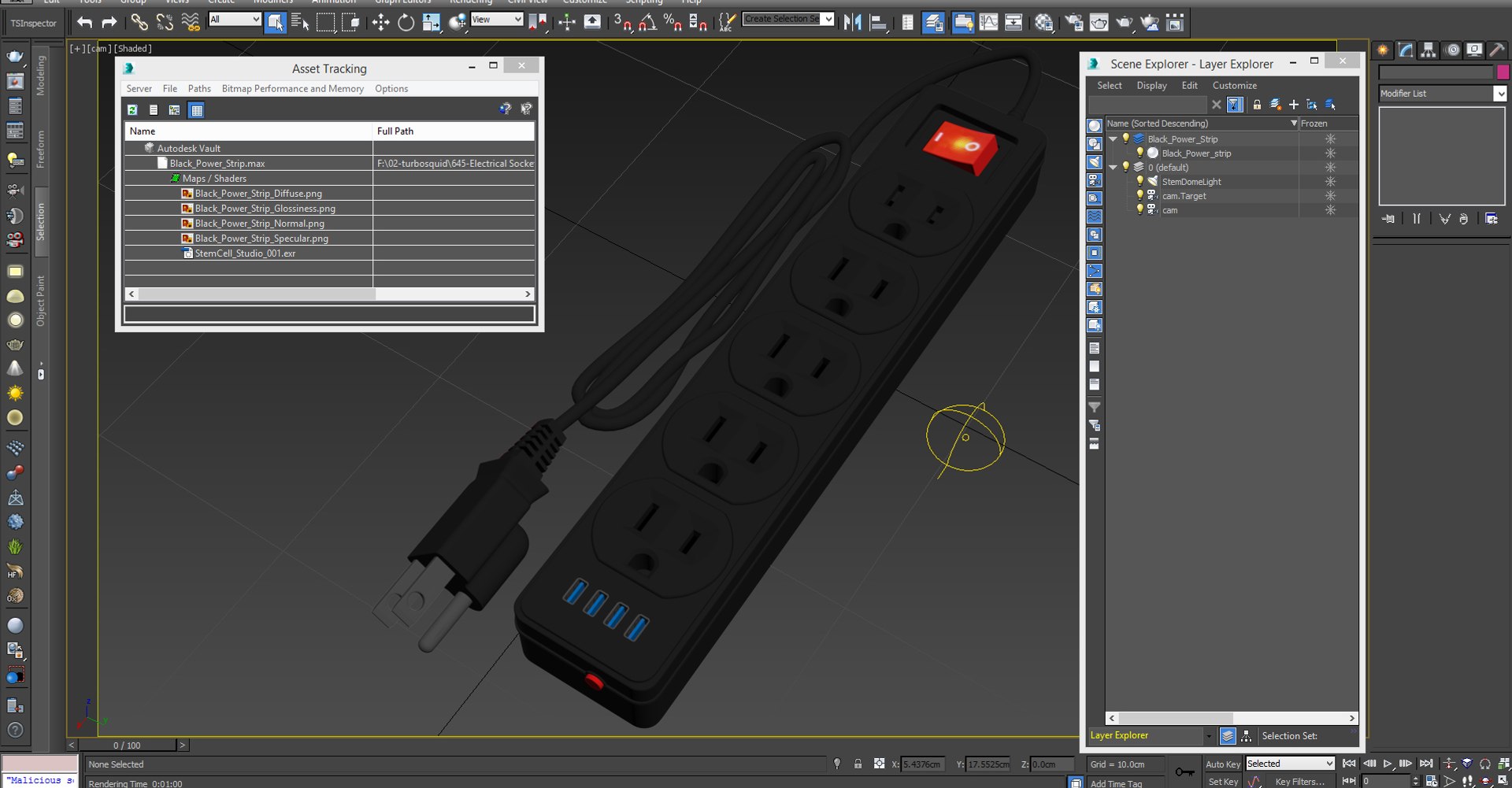 3D Black Power Strip Model - TurboSquid 1894680