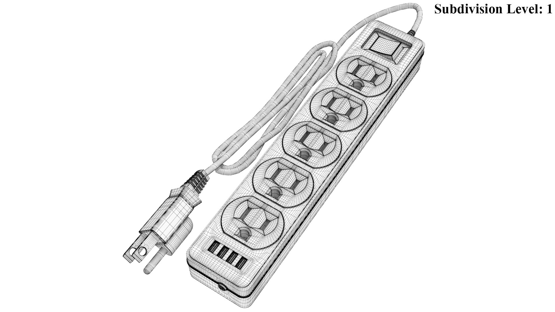 3D Black Power Strip Model - TurboSquid 1894680