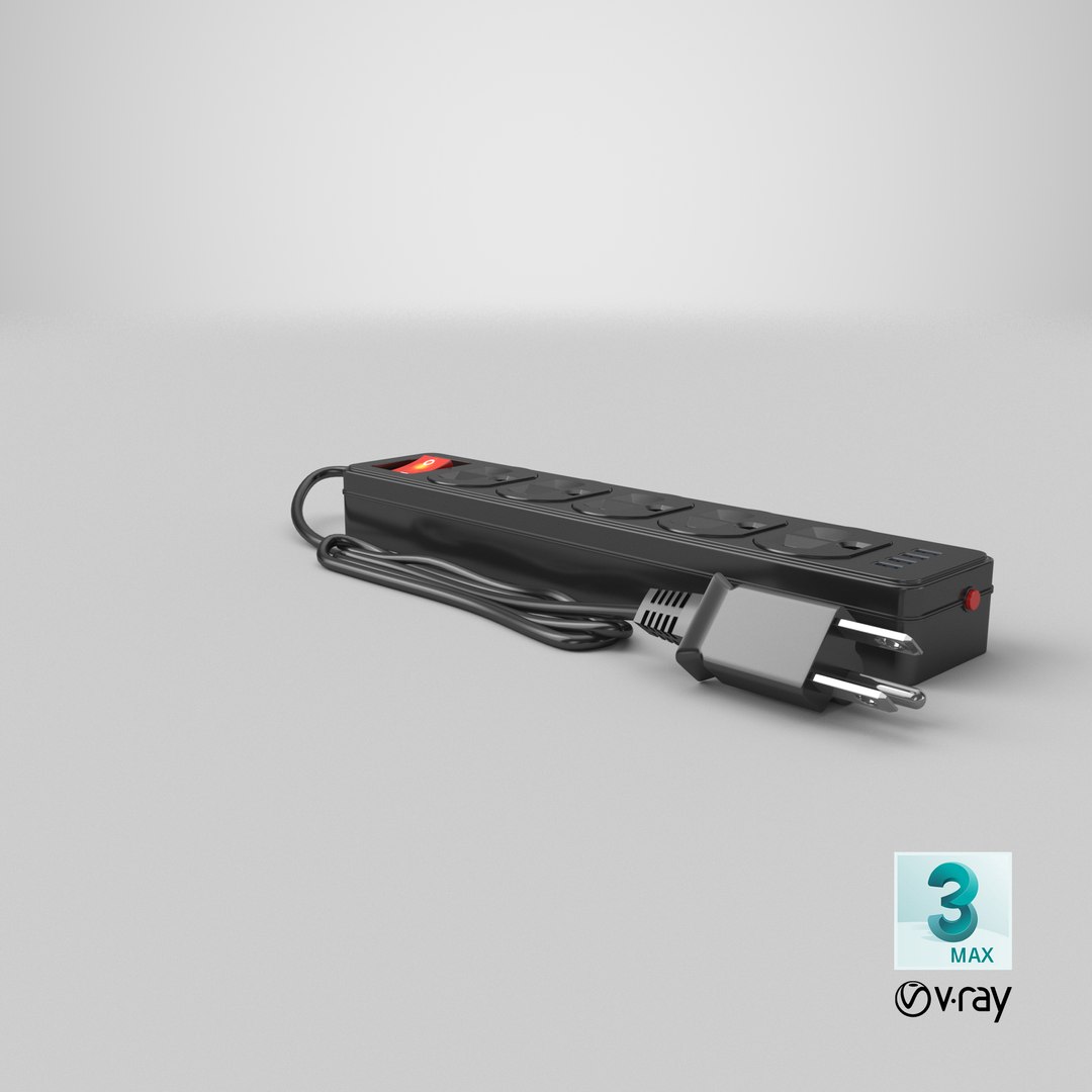 3D Black Power Strip Model - TurboSquid 1894680