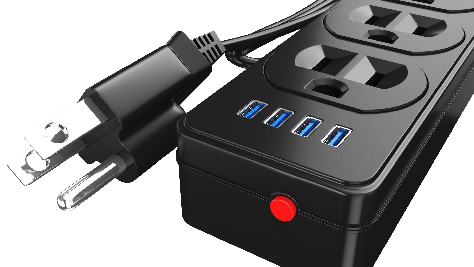 3D Black Power Strip Model - TurboSquid 1894680