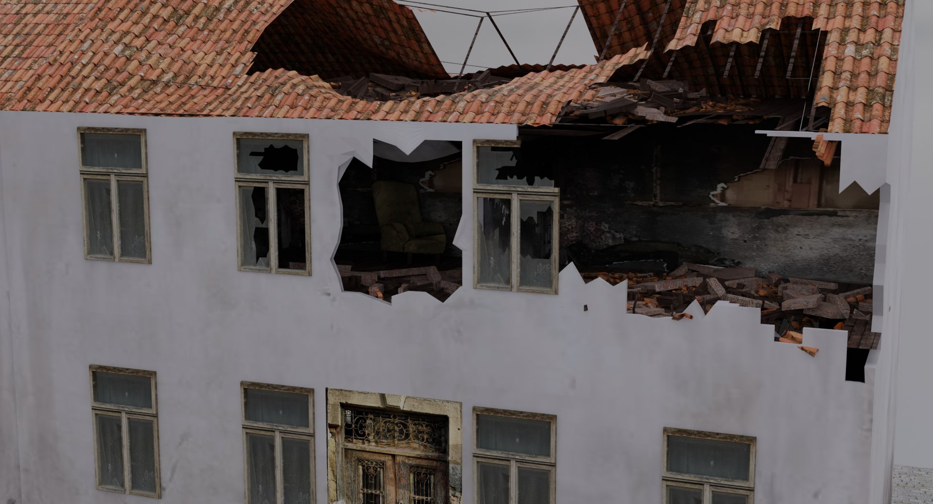 3D World War 2 Damaged Building Model - TurboSquid 2104438