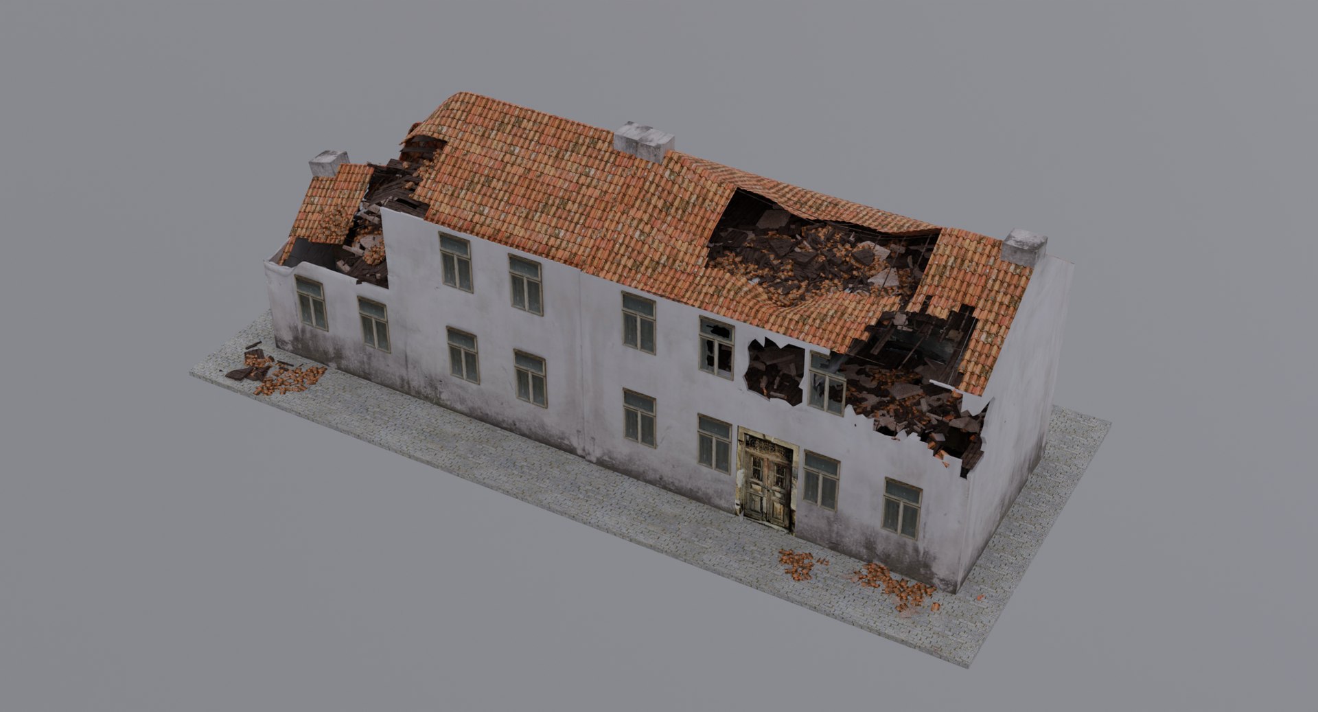 3D World War 2 Damaged Building Model - TurboSquid 2104438