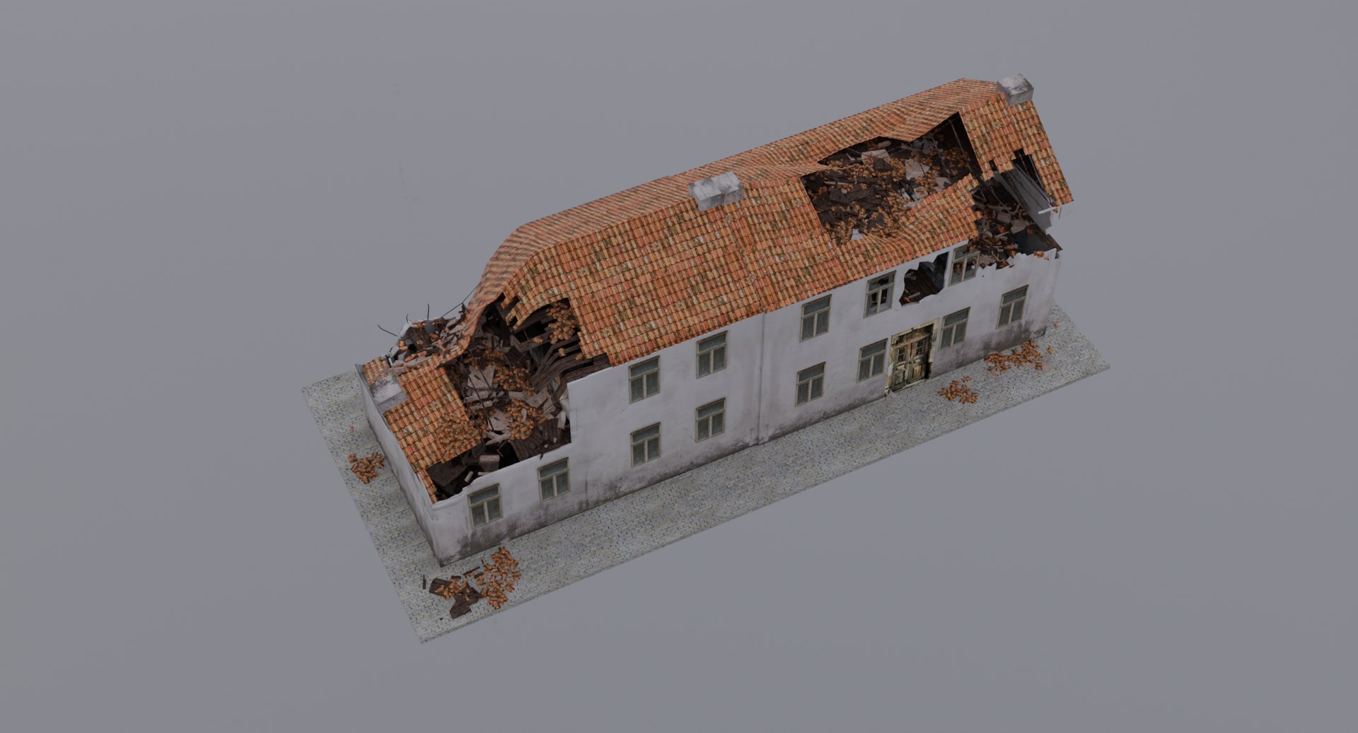 3D World War 2 Damaged Building Model - TurboSquid 2104438