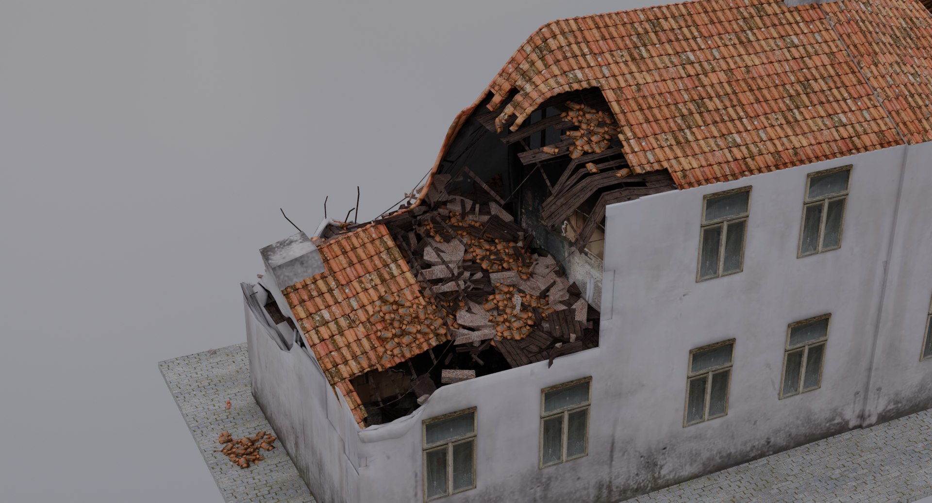 3D World War 2 Damaged Building Model - TurboSquid 2104438