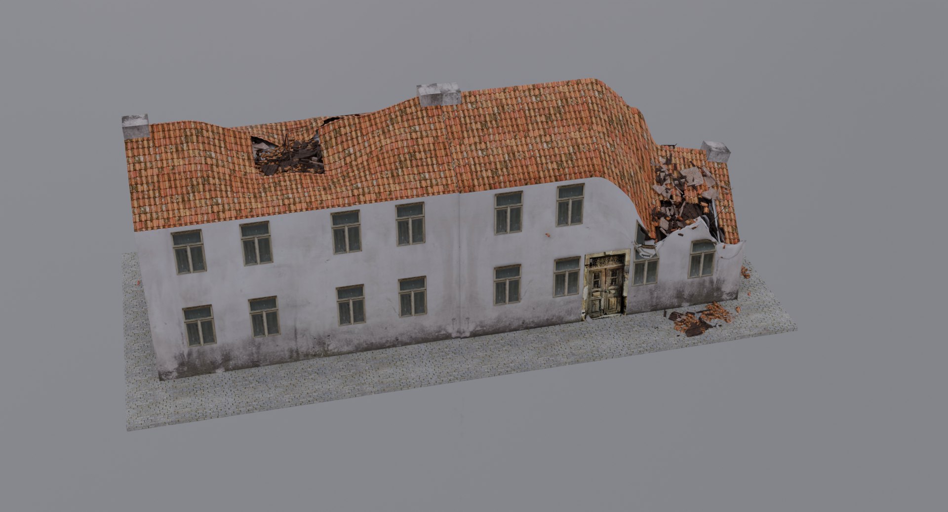 3D World War 2 Damaged Building Model - TurboSquid 2104438