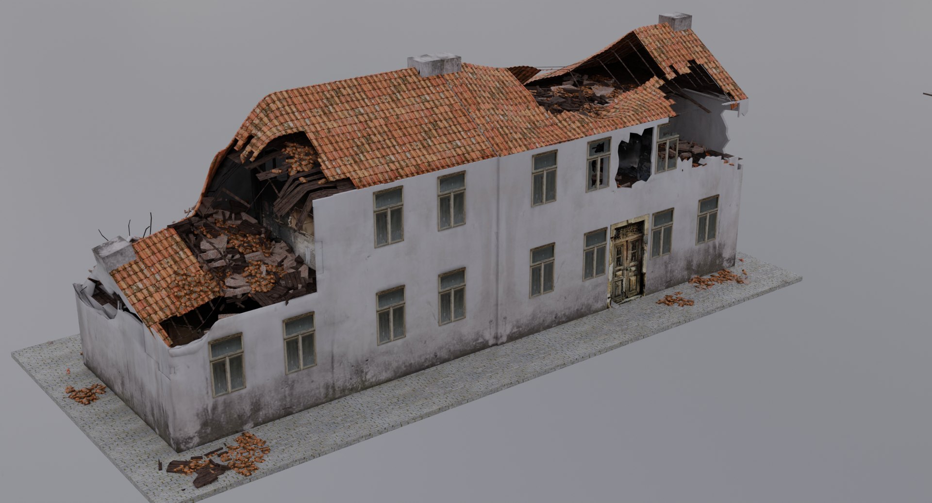 3D World War 2 Damaged Building Model - TurboSquid 2104438