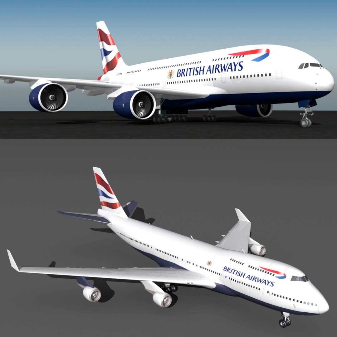 British Airways Boeing 747 And Airbus A380 3D Model - TurboSquid 2130727