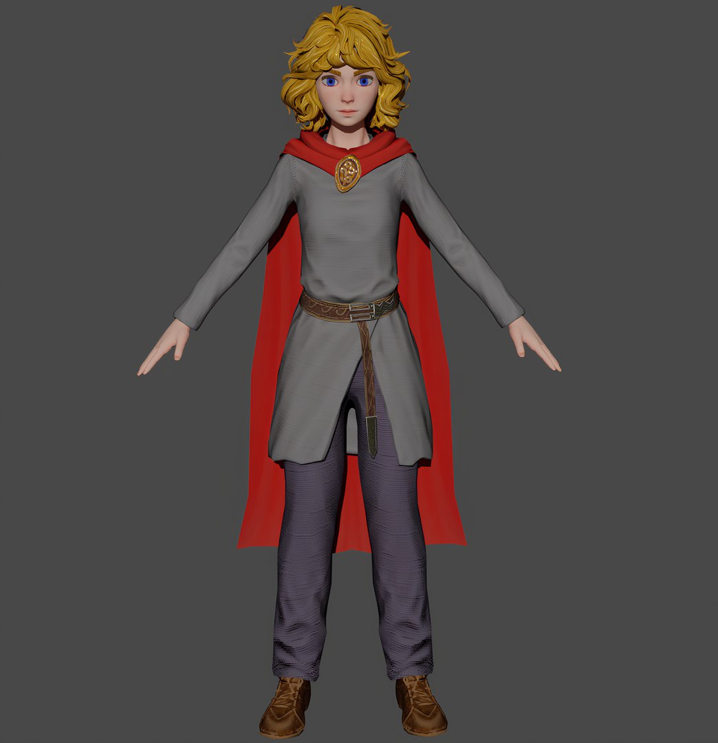 3D Young Hero Girl With Cape Game Ready Character Model - TurboSquid ...