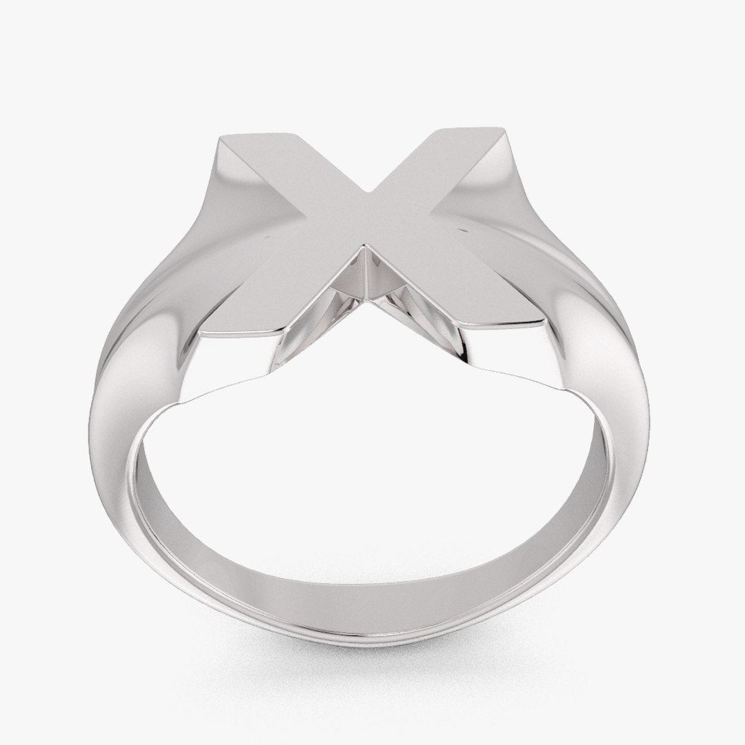 3D Alphabet Signet Ring X - TurboSquid 2088794