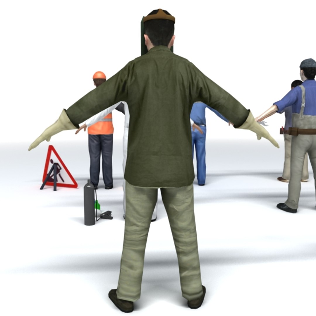 10 Professions Characters Man 3ds