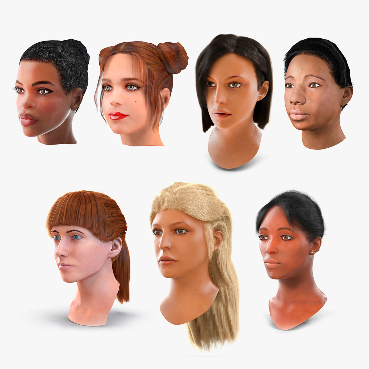 modelo 3d Colección de cabezas femeninas 4 - TurboSquid 2035947