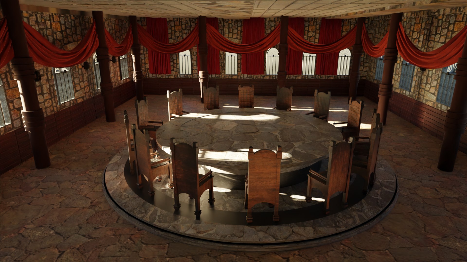 Council Hall - Round Table Model - TurboSquid 2179907