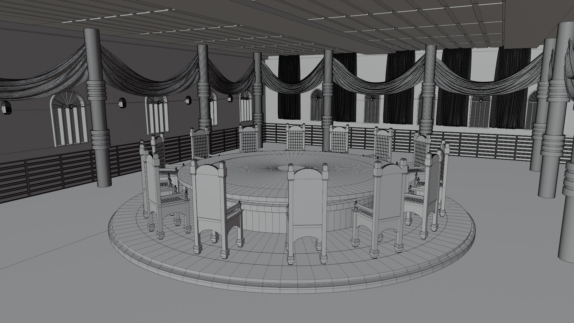 Council Hall - Round Table Model - TurboSquid 2179907