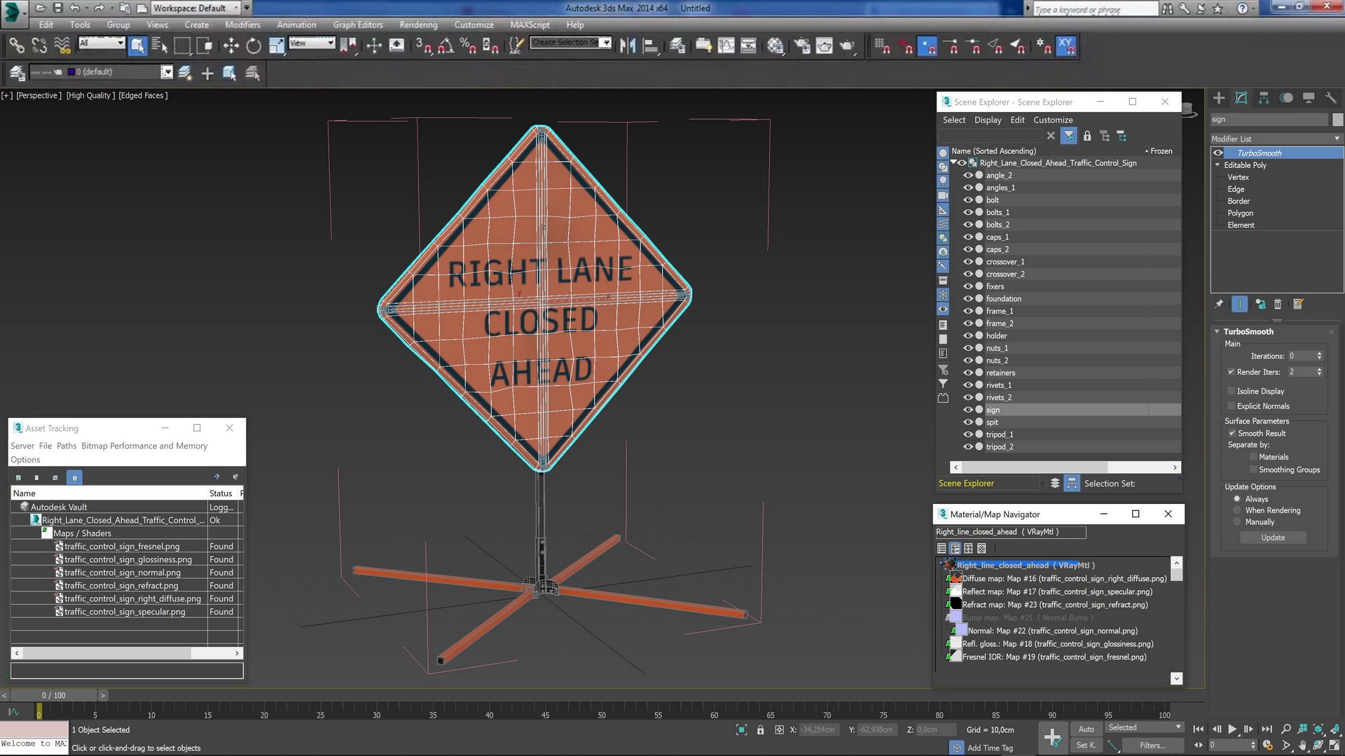 3D Right Lane Closed Ahead Traffic Control Sign - TurboSquid 2007465