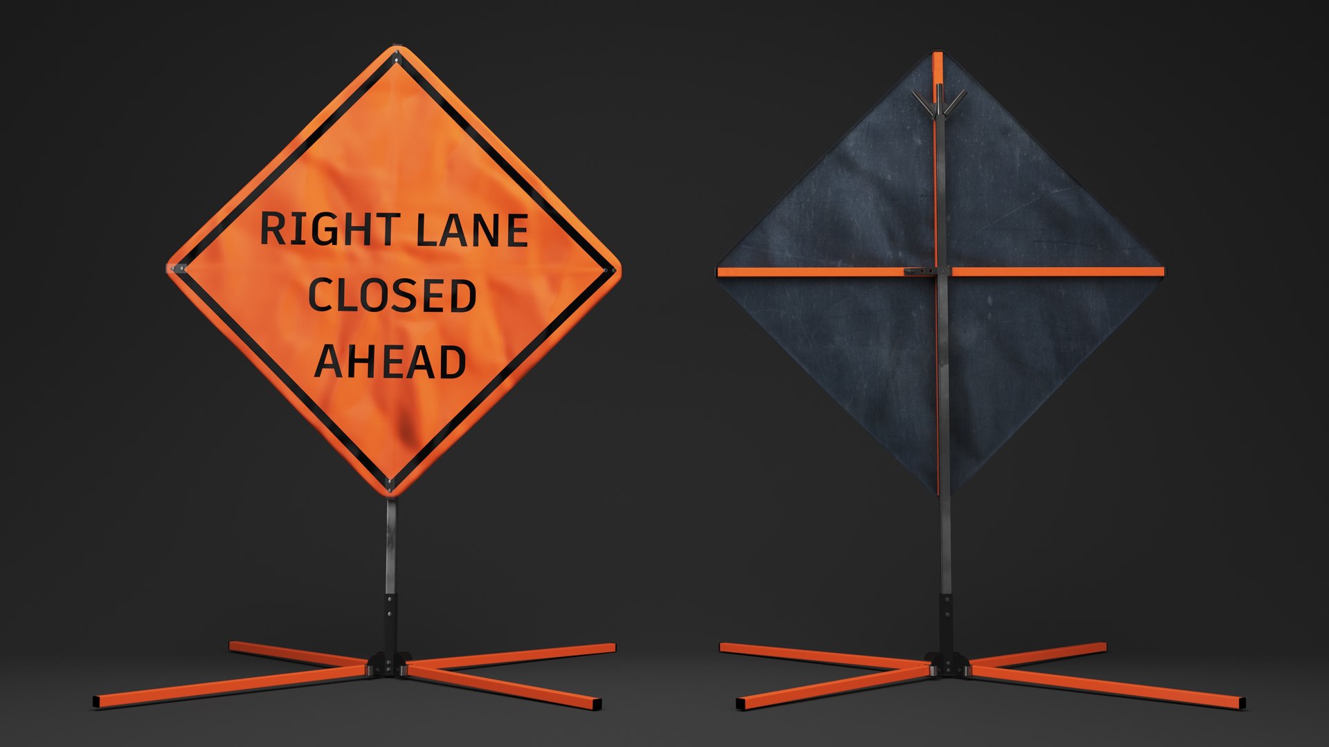 3D Right Lane Closed Ahead Traffic Control Sign - TurboSquid 2007465