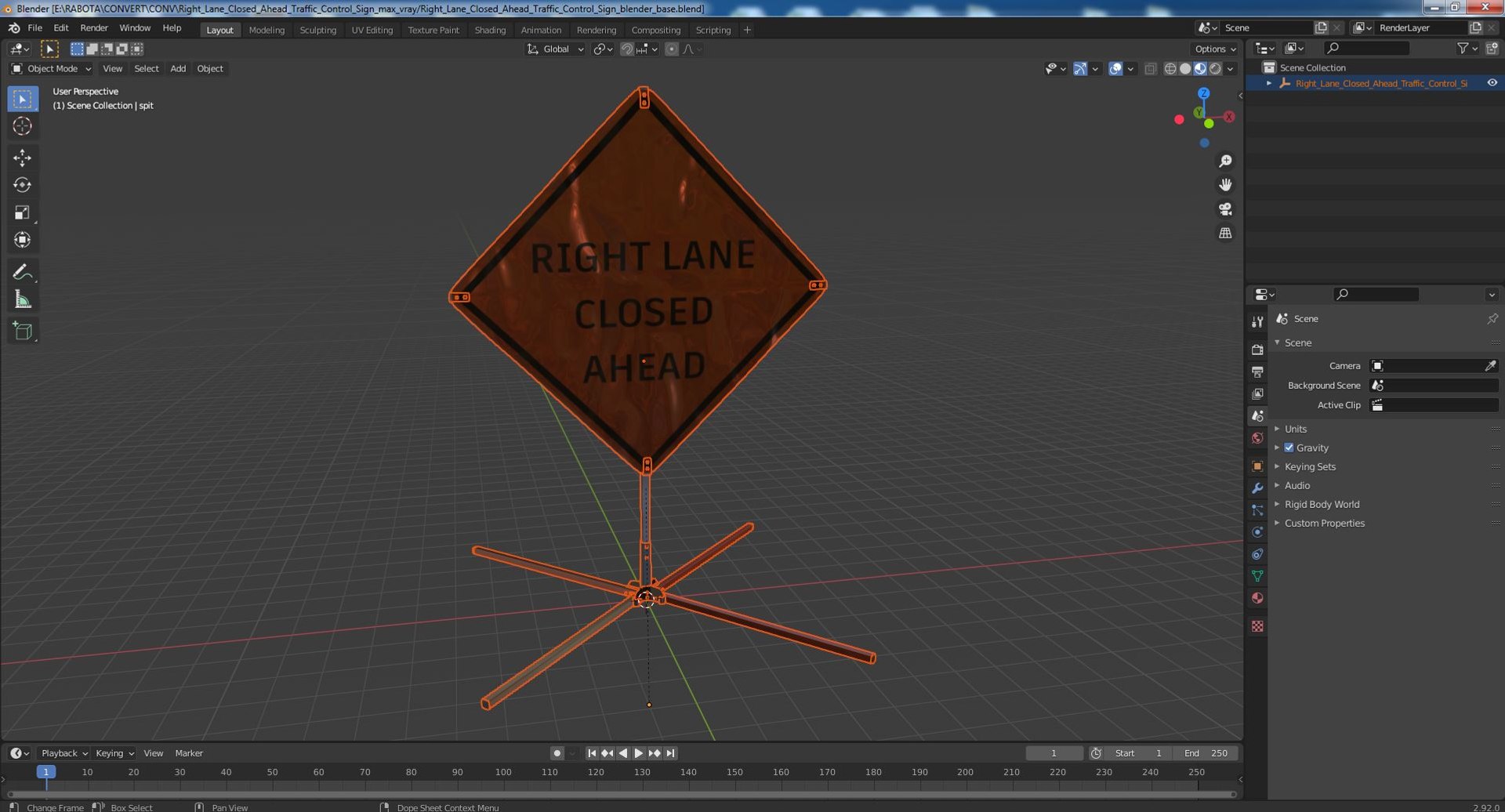 3D Right Lane Closed Ahead Traffic Control Sign - TurboSquid 2007465