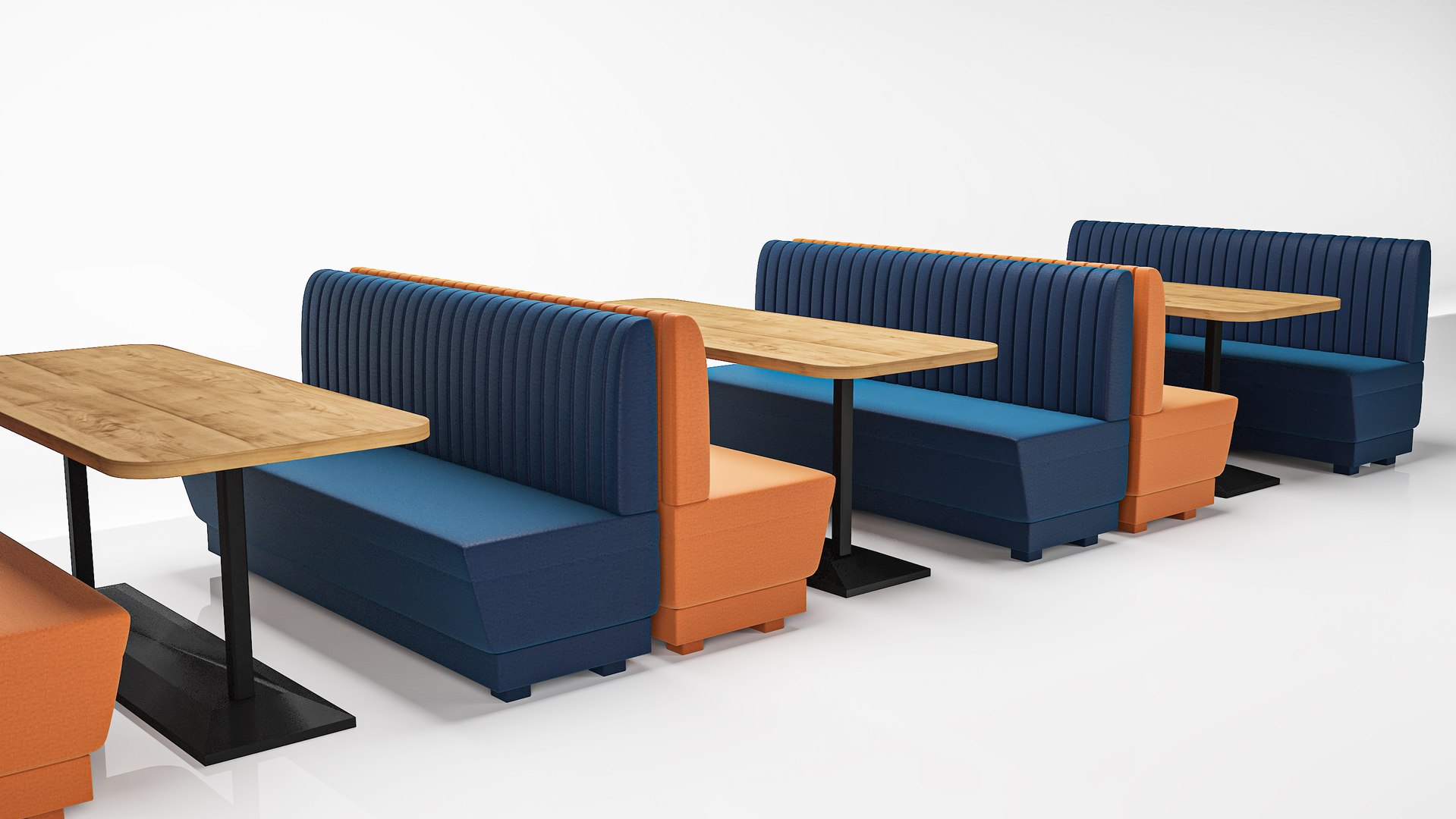Booth Dining Table And Booth Banquette 3D Model - TurboSquid 2251500