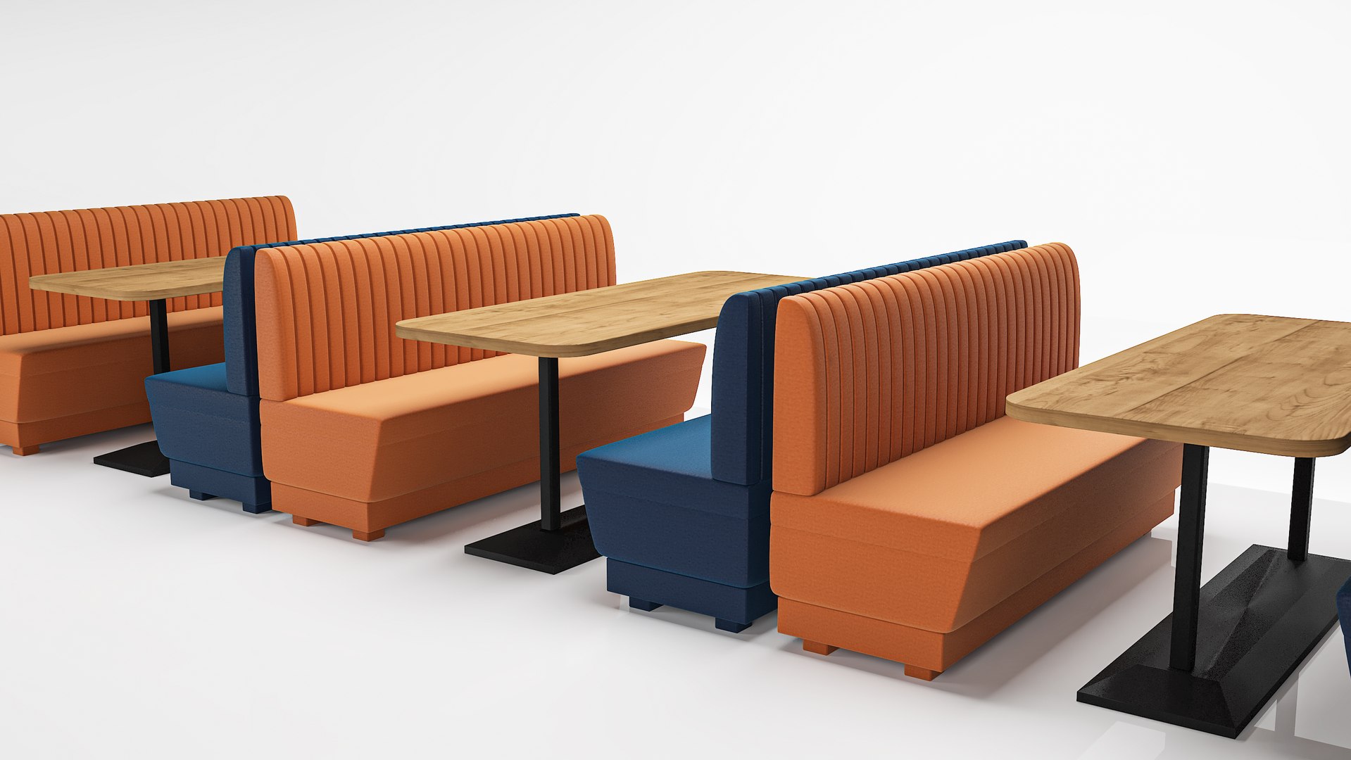 Booth Dining Table And Booth Banquette 3D Model - TurboSquid 2251500