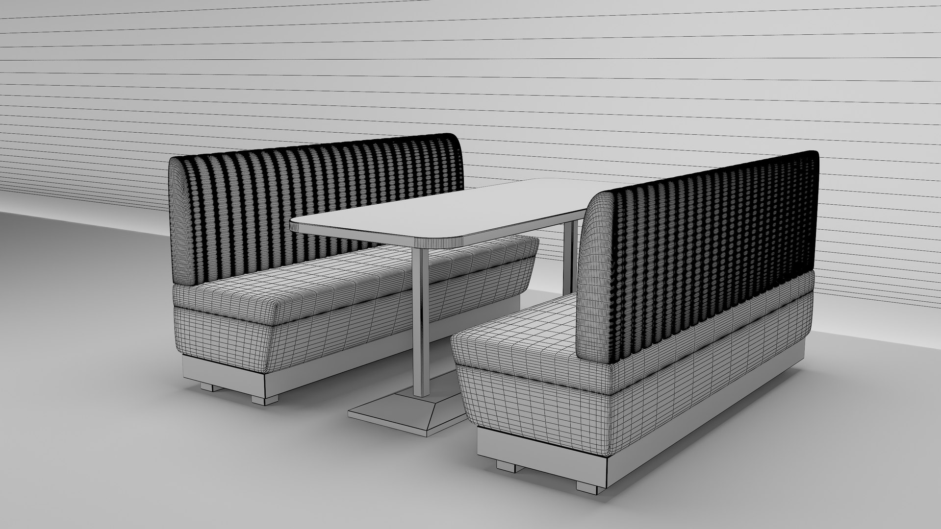 Booth Dining Table And Booth Banquette 3D Model - TurboSquid 2251500