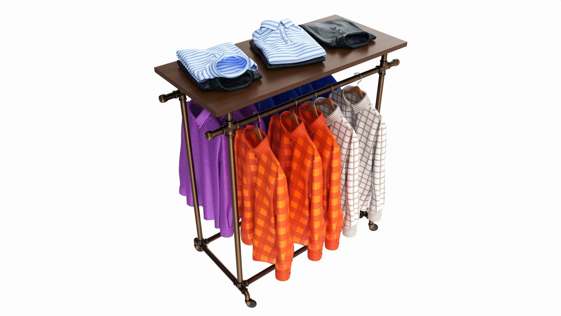 Store Display Clothing Double Bar Rack System 3D Model - TurboSquid 2201800