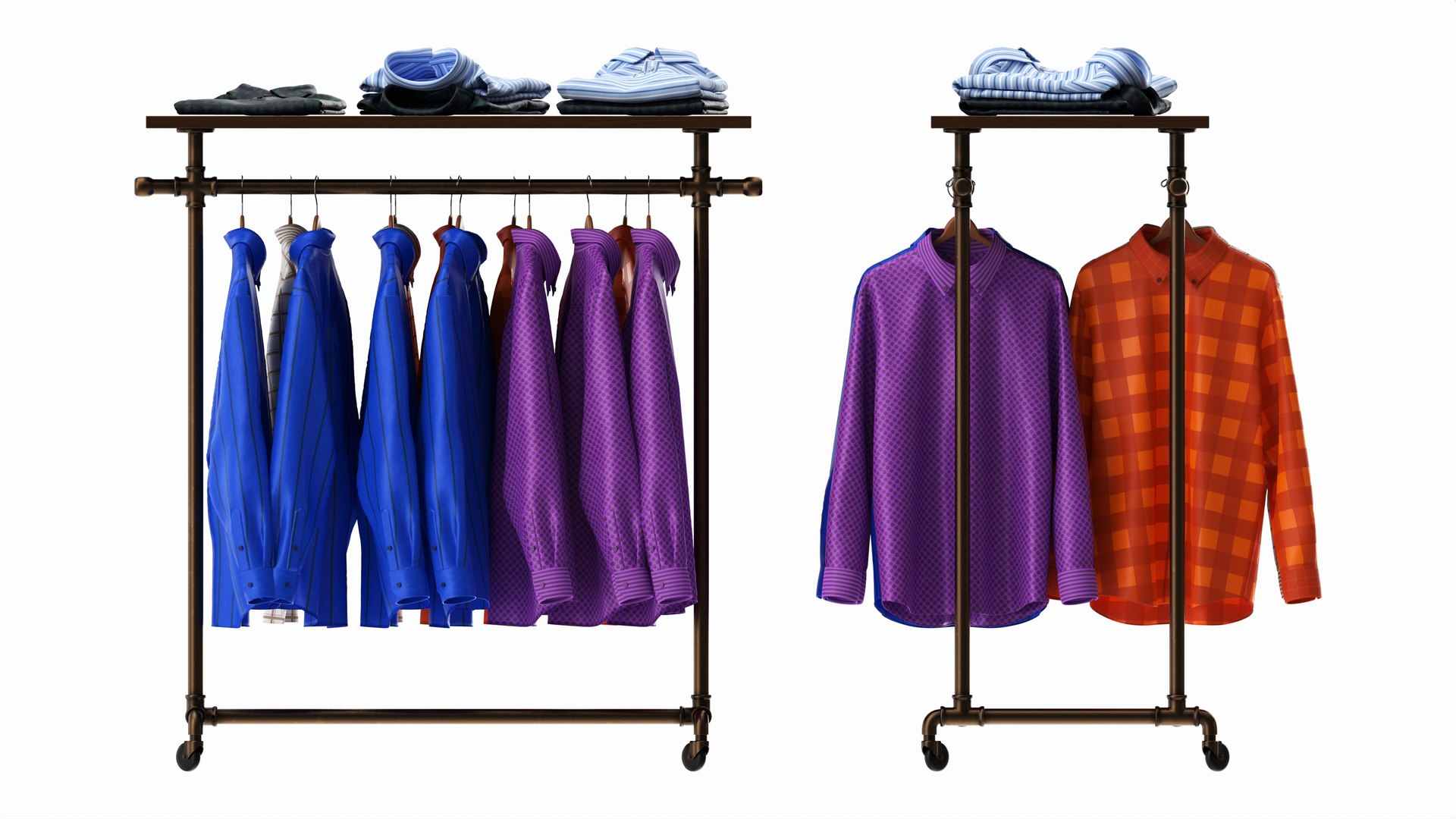 Store Display Clothing Double Bar Rack System 3D Model - TurboSquid 2201800