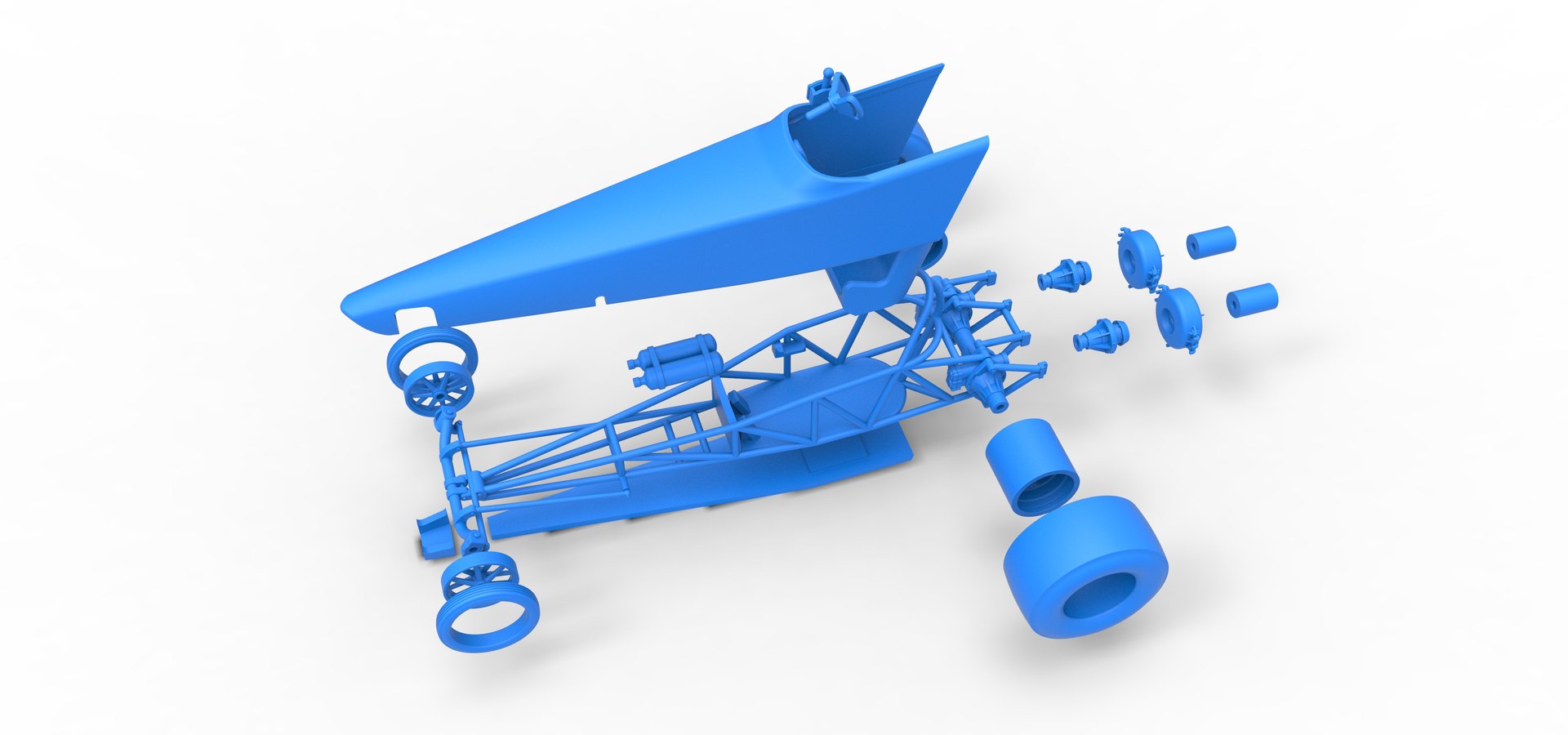 Diecast Dragster with twin Turbo drag axle Scale 1 to 25 3D model ...