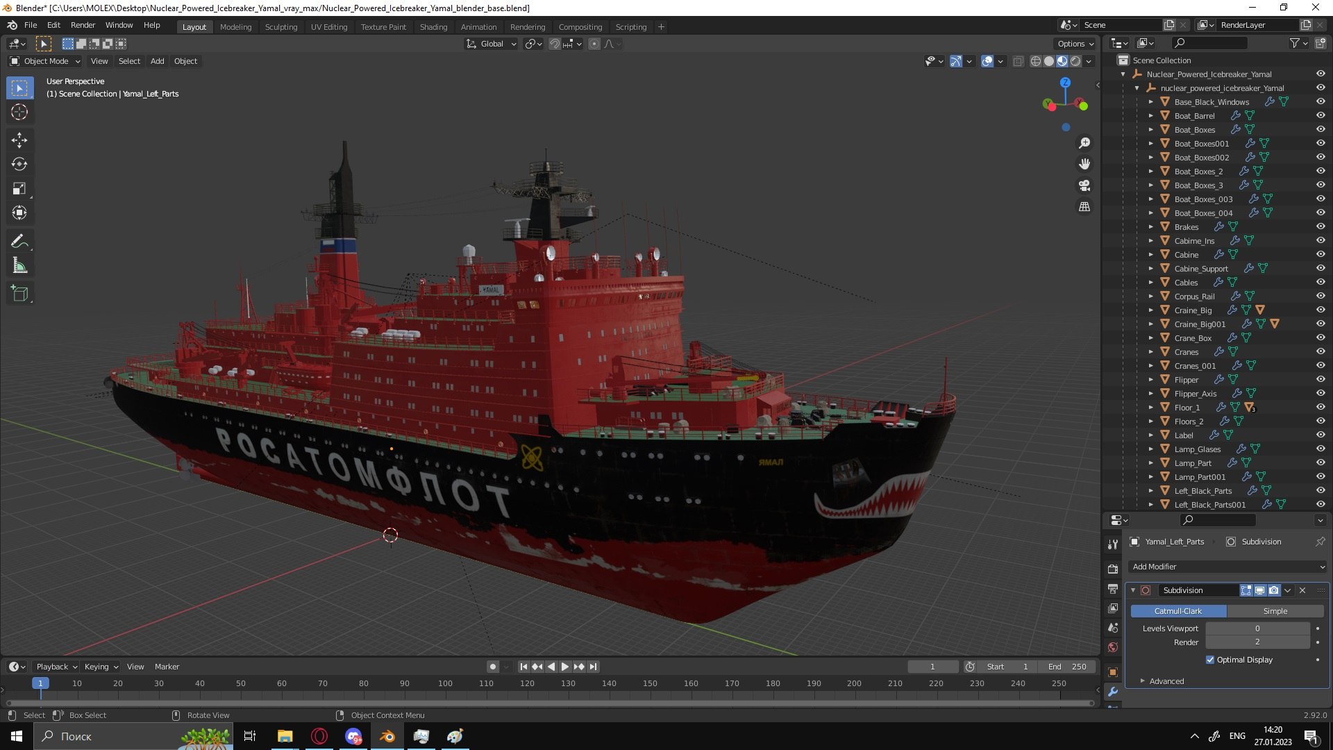3D Nuclear Powered Icebreaker Yamal Model - TurboSquid 1171989