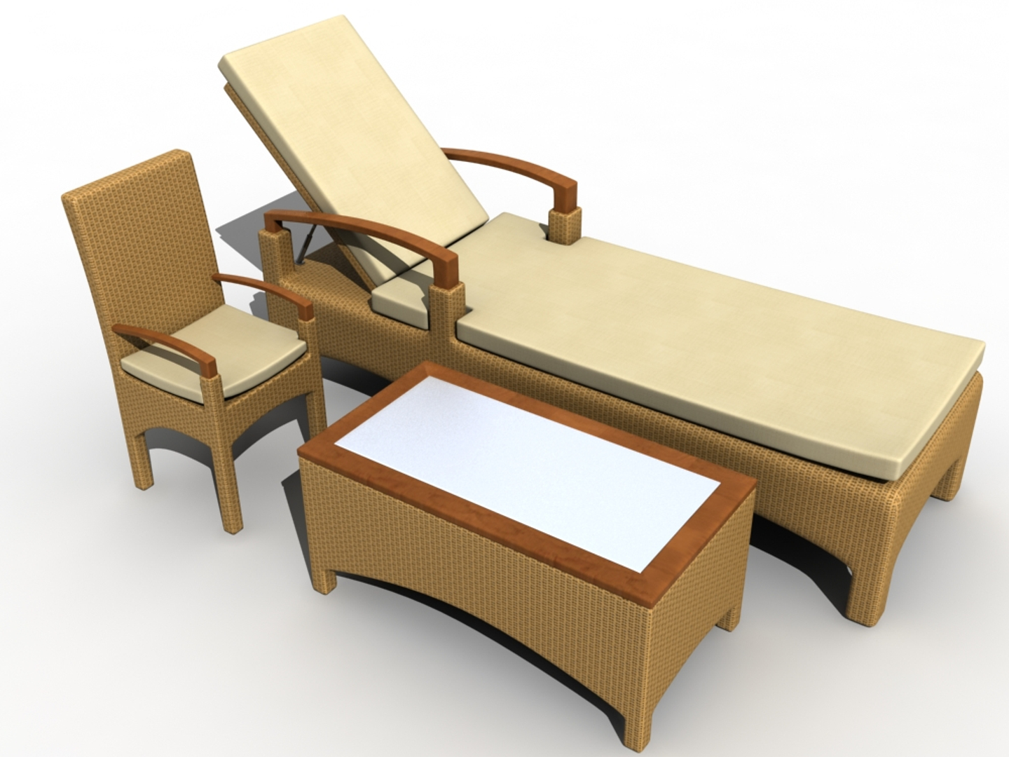 Set Rattan Garden 3d Model