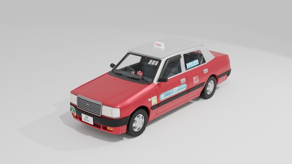 3D Hong Kong Red Taxi model - TurboSquid 1950541