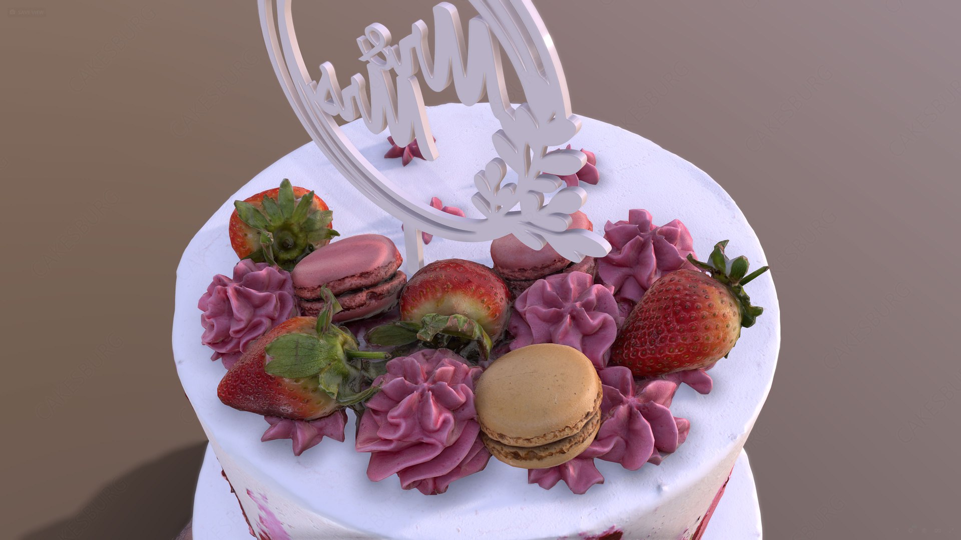 Elegant Mr and Mrs Berry Wedding Cake 3D model - TurboSquid 2057687