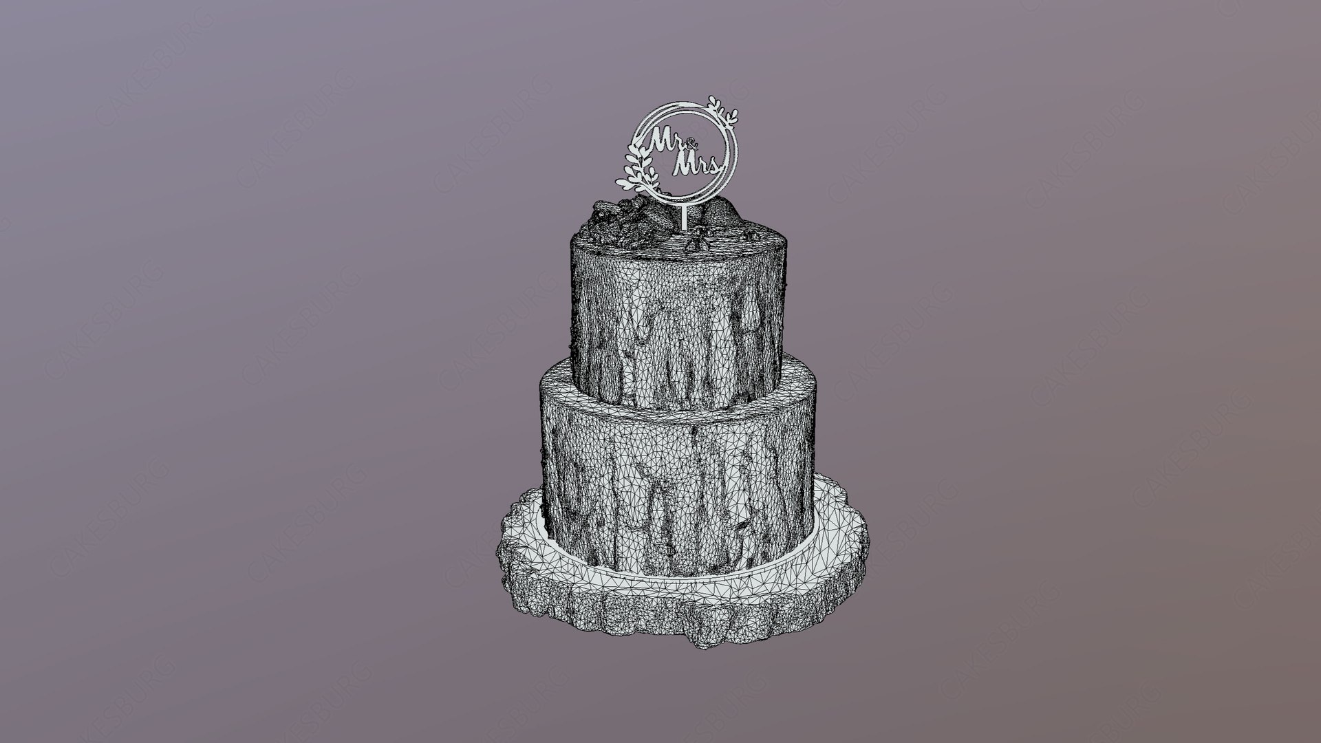 Elegant Mr and Mrs Berry Wedding Cake 3D model - TurboSquid 2057687