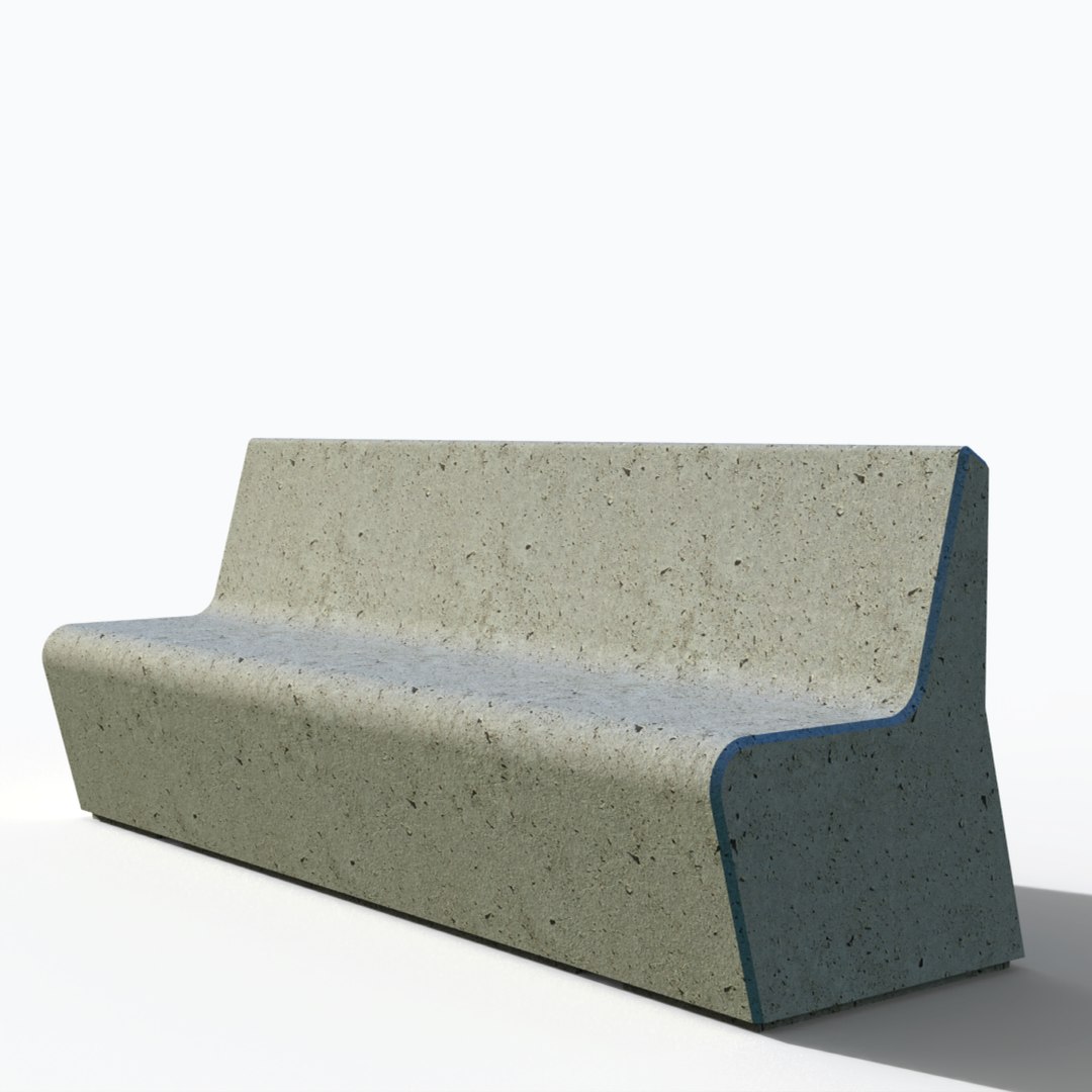 Concrete Bench W Back01 3D Model - TurboSquid 2045519