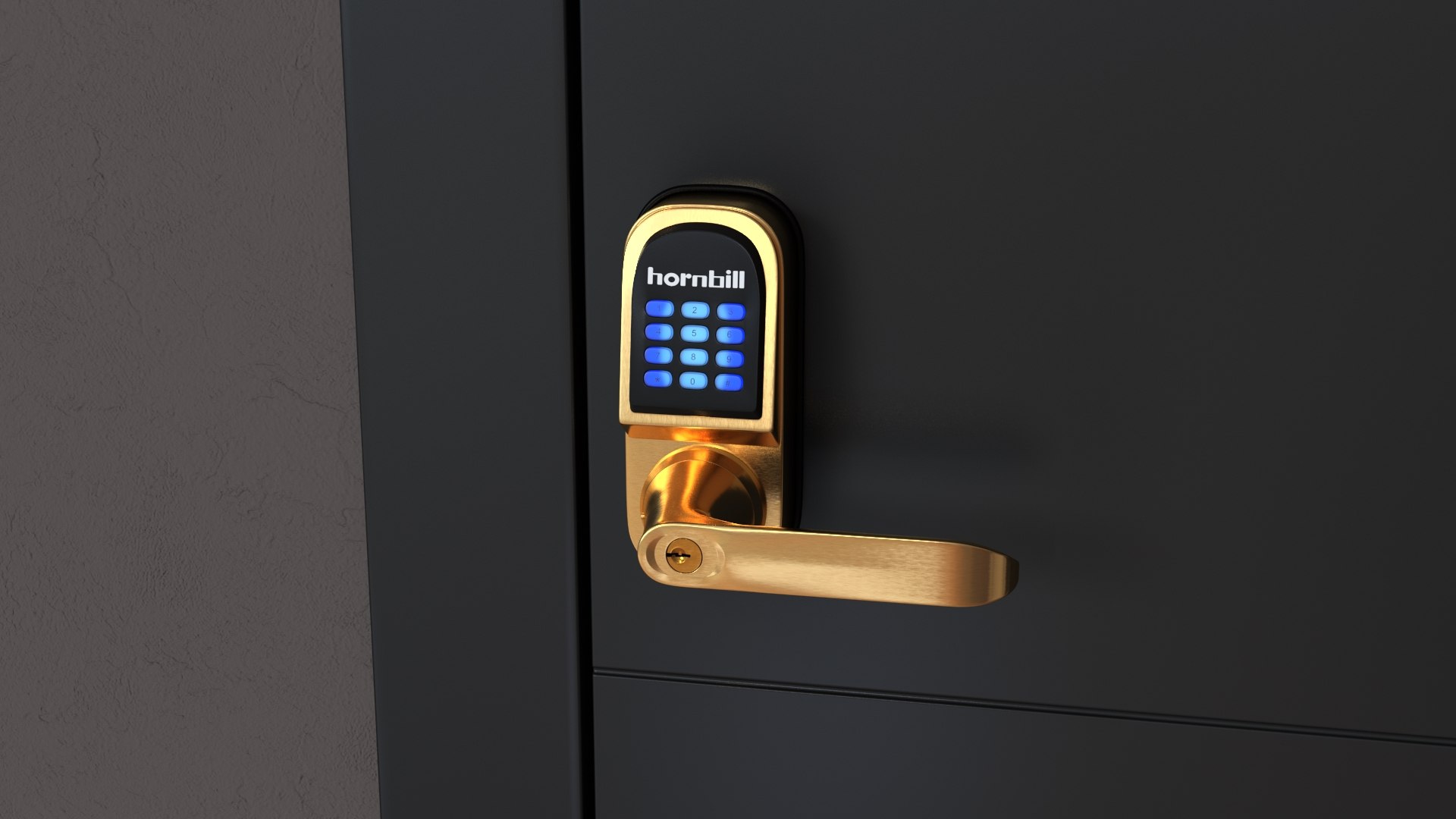 3D Hornbill Smart Lock With Keypad Door Knob Gold Model - TurboSquid ...