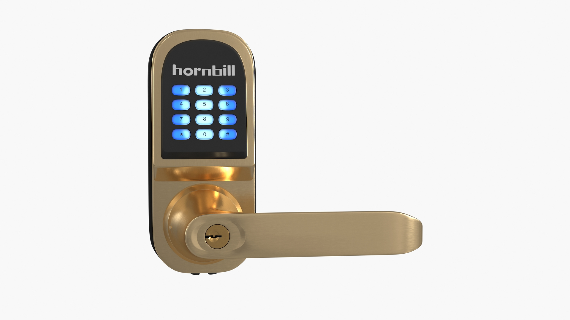 3D Hornbill Smart Lock With Keypad Door Knob Gold Model - TurboSquid ...