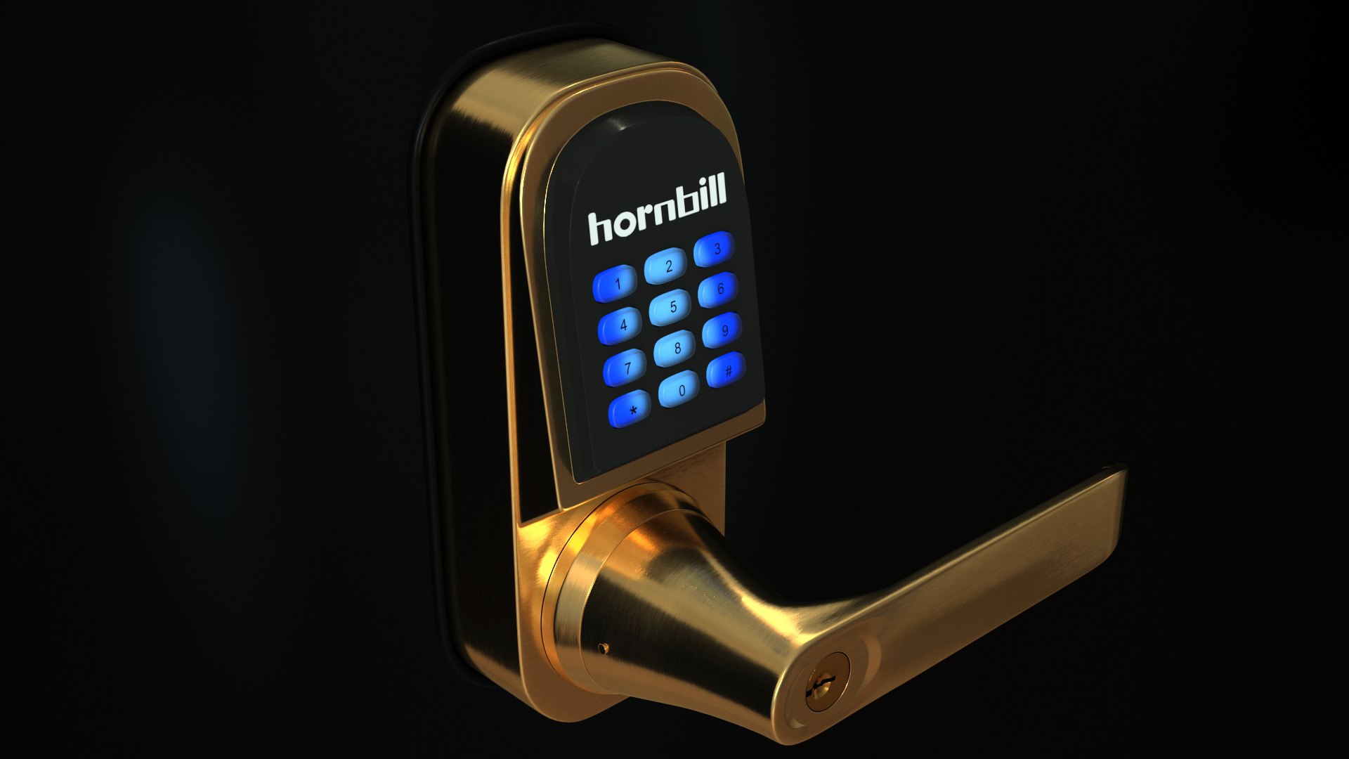 3D Hornbill Smart Lock With Keypad Door Knob Gold Model - TurboSquid ...