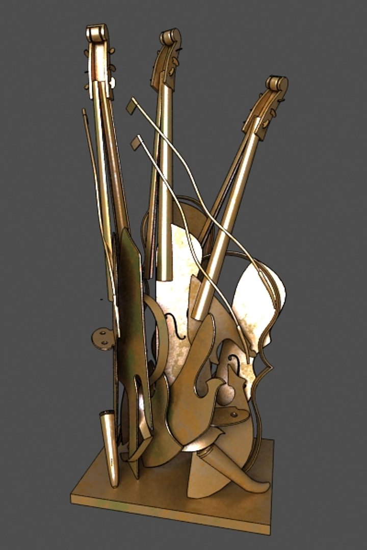3d Abstract Metallic Violin Figure