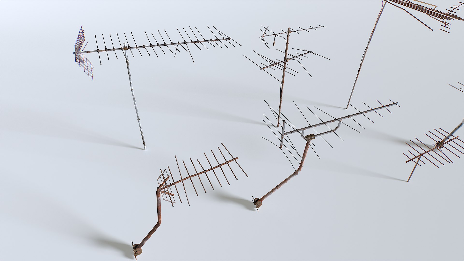 Rusty Old Tv Antennas Pack 3D - TurboSquid 2317920